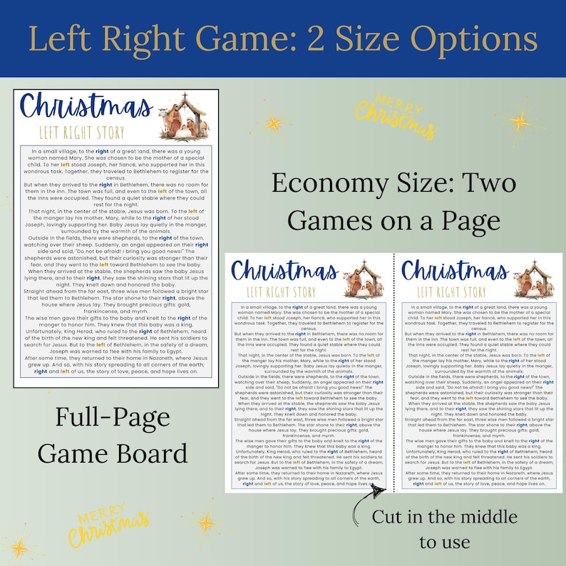 Christmas Left Right Story Game - Printable Holiday Fun for Yankee Swap ...