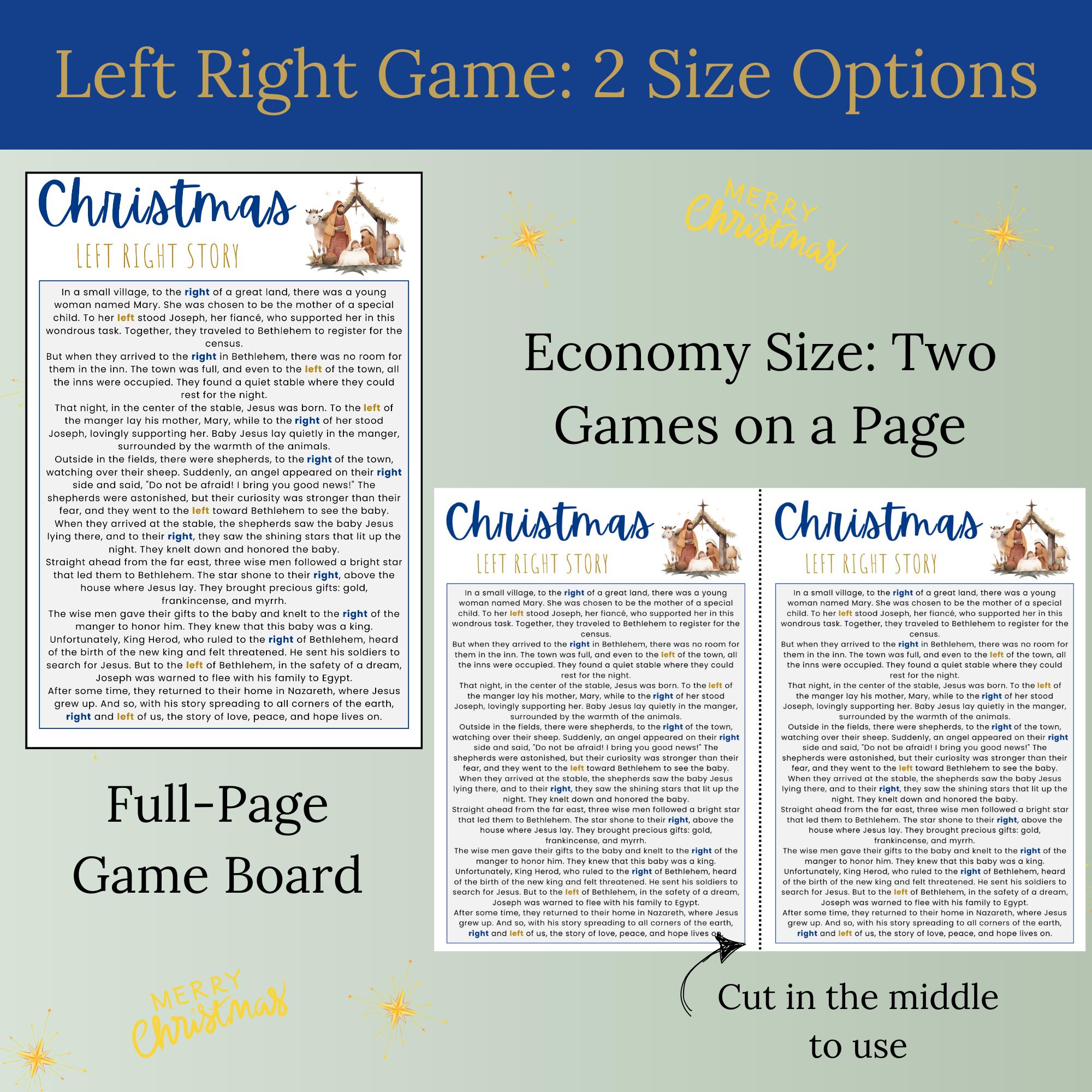 Christmas Left Right Story Game - Printable Holiday Fun for Yankee Swap ...