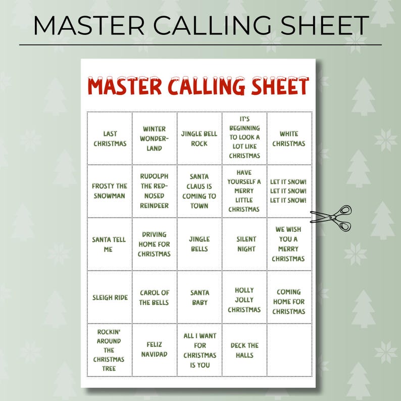 Printable Christmas Carol Bingo, 30 Cards & Spotify Playlist, Holiday ...