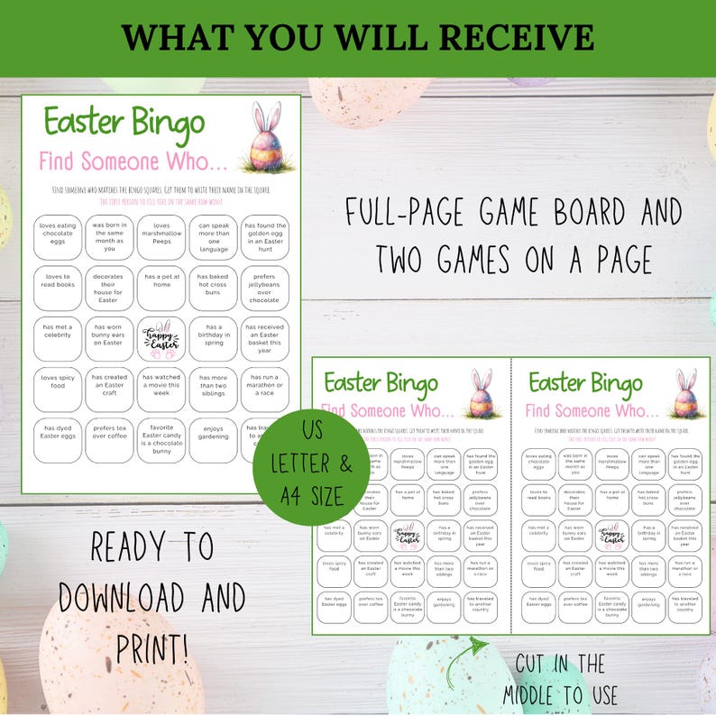 Easter Find the Guest Bingo, Printable Bingo Game, Fun Easter Activity ...