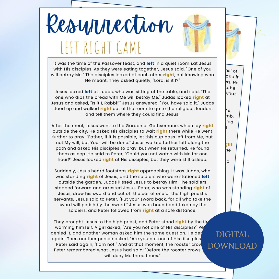 Left Right Easter Game, Printable Bible Activity, Fun Family ...