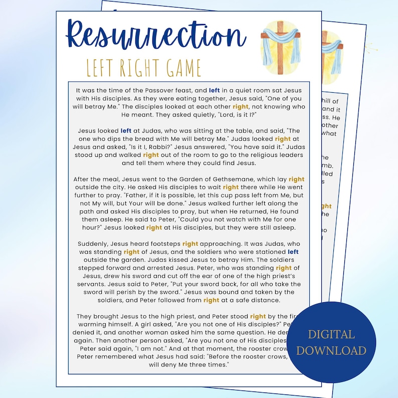 Left Right Easter Game, Printable Bible Activity, Fun Family ...