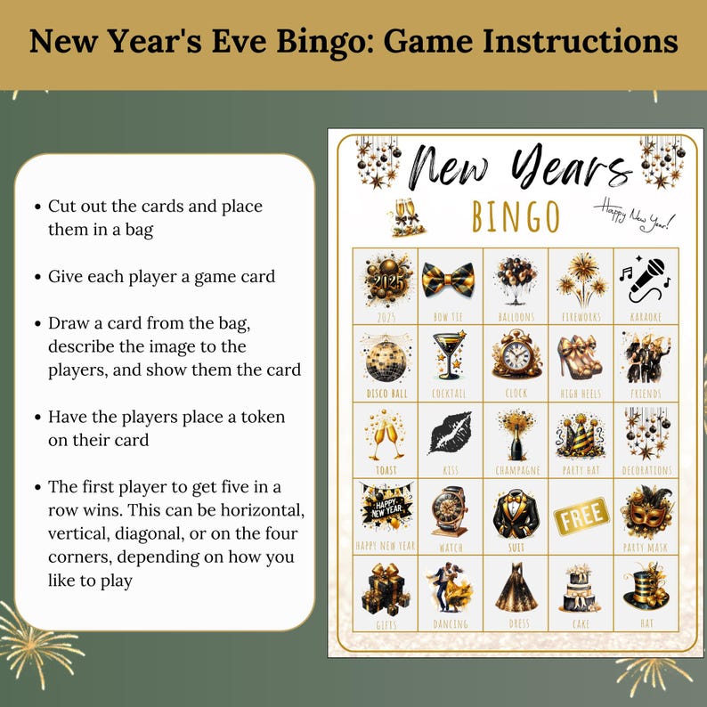 New Years Eve Bingo - 30 Printable Cards, Fun New Years Eve Games for ...