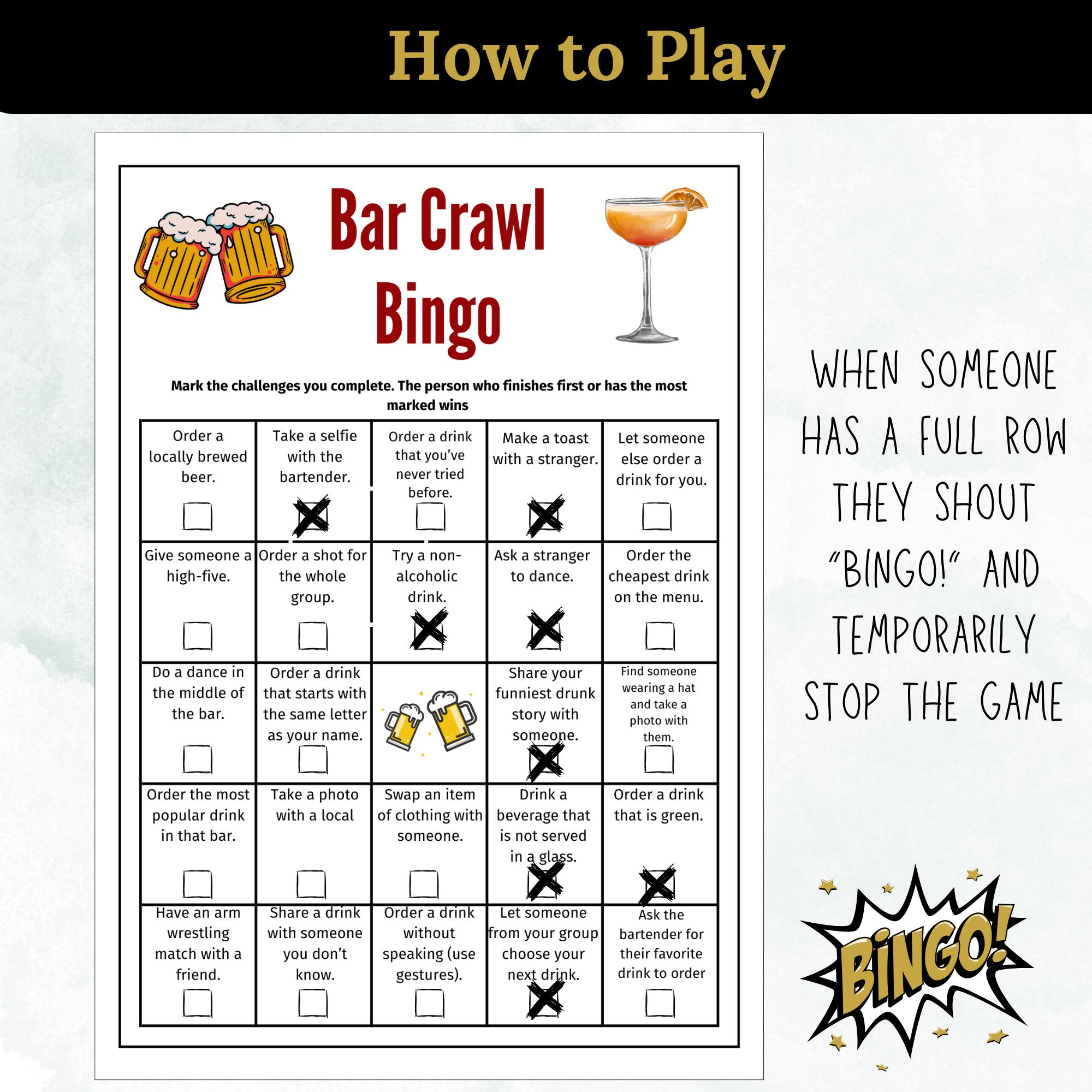Bar Crawl Bingo – Editable Pub Crawl Bingo Game, Fun Bar Crawl ...