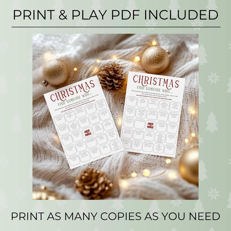 Find Someone Who Christmas Bingo Printable, Holiday Icebreaker Game ...