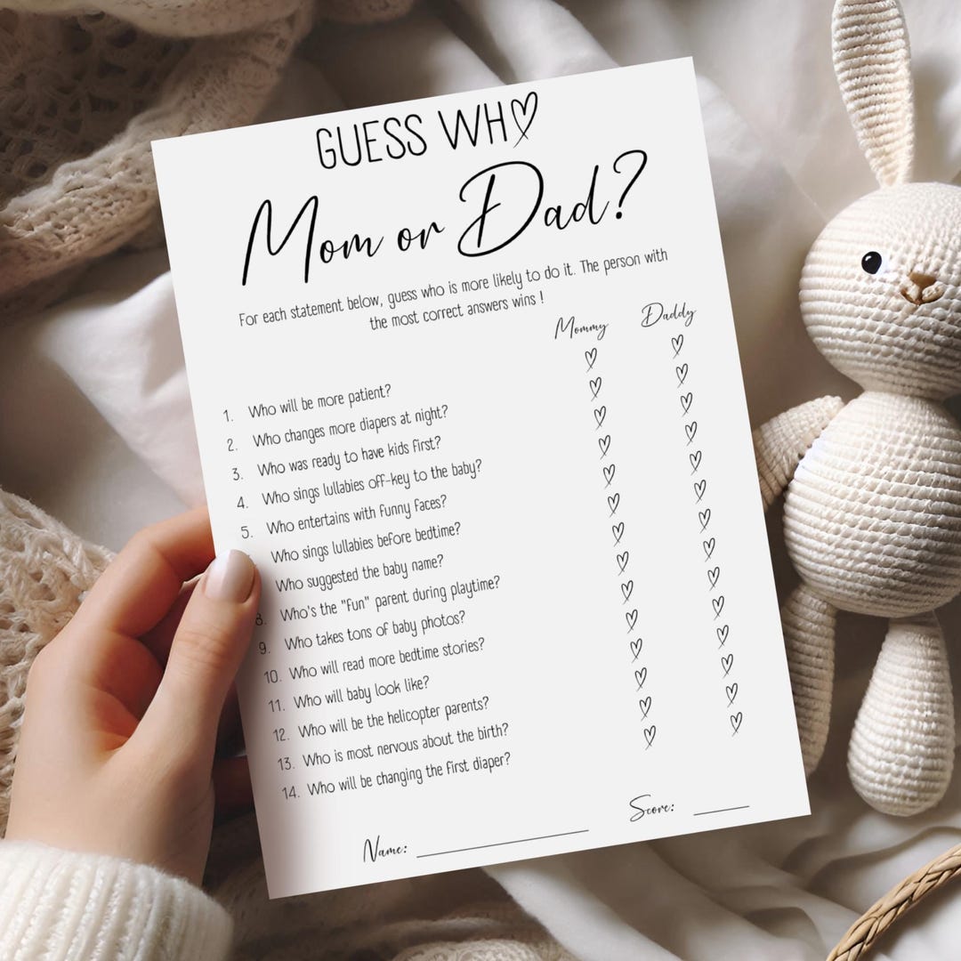 Printable Baby Shower Game, Fun Questions for Mom and Dad, Trivia Game ...