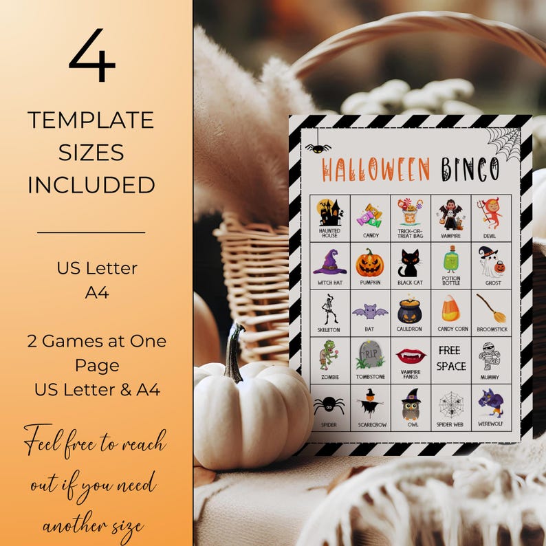 Halloween Bingo, Printable Cards for Kids, Fun Party Games, Halloween ...