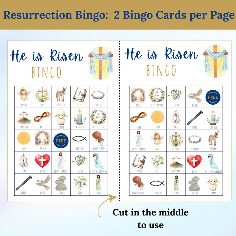 Resurrection Bingo, 30 Easter Bingo Cards, Religious Easter Story Bingo ...