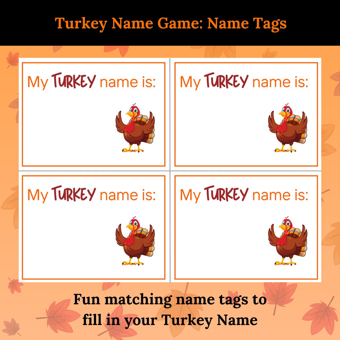 Thanksgiving "what's Your Turkey Name" Game, Fun Thanksgiving ...