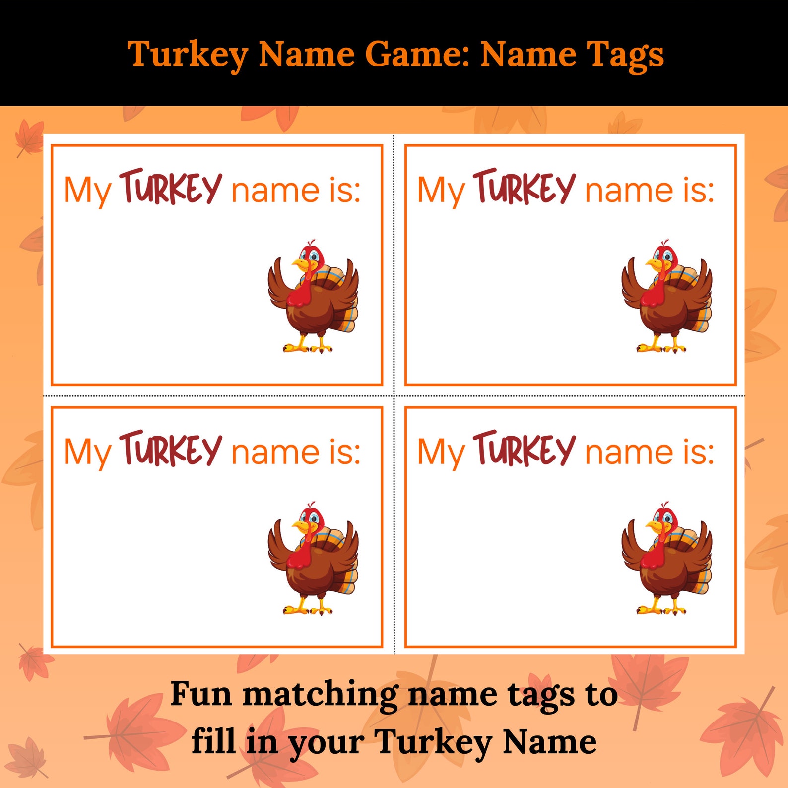 Thanksgiving "what's Your Turkey Name" Game, Fun Thanksgiving ...