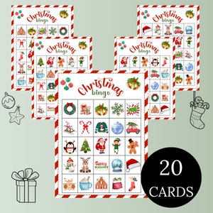 Christmas Bingo, Printable Fun Christmas Party Game, Xmas Family Games ...