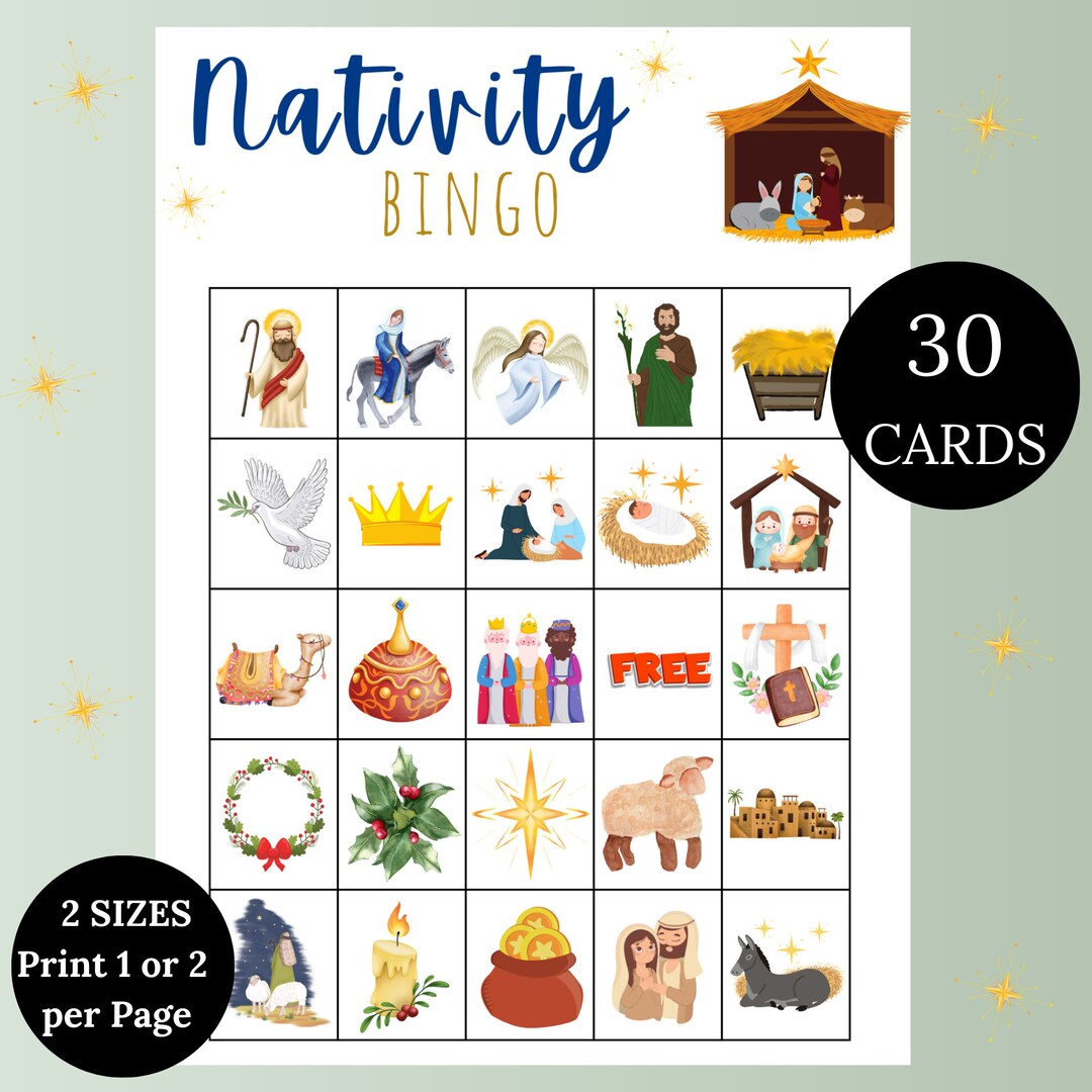 Nativity Bingo Printable, Christian Christmas Game, Fun Bible Activity ...
