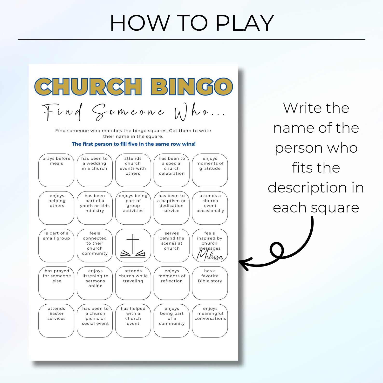 Church Group Bingo Game, Find Someone Who Christian Edition, 100 Unique ...