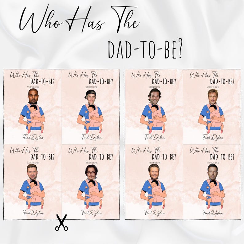 Editable Who Has the Daddy Game, Baby Shower Scratch off Template ...