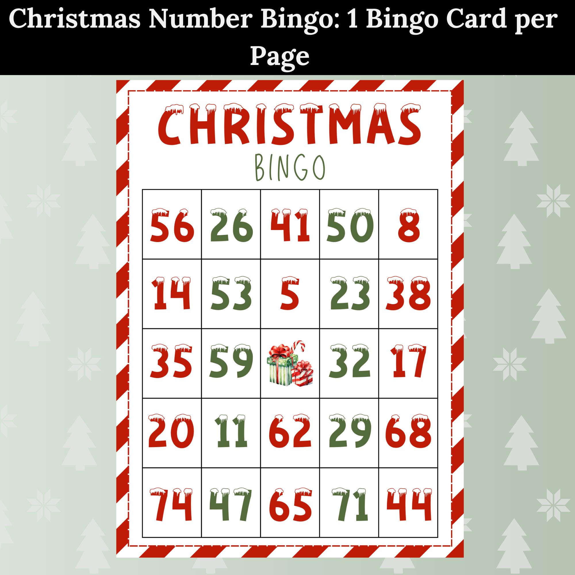 Christmas Number Bingo - 50 Christmas Bingo Cards, Fun Christmas Games ...