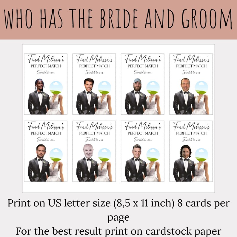 Who Has the Bride and Groom Scratch Off, Bridal Shower Game, Fun ...