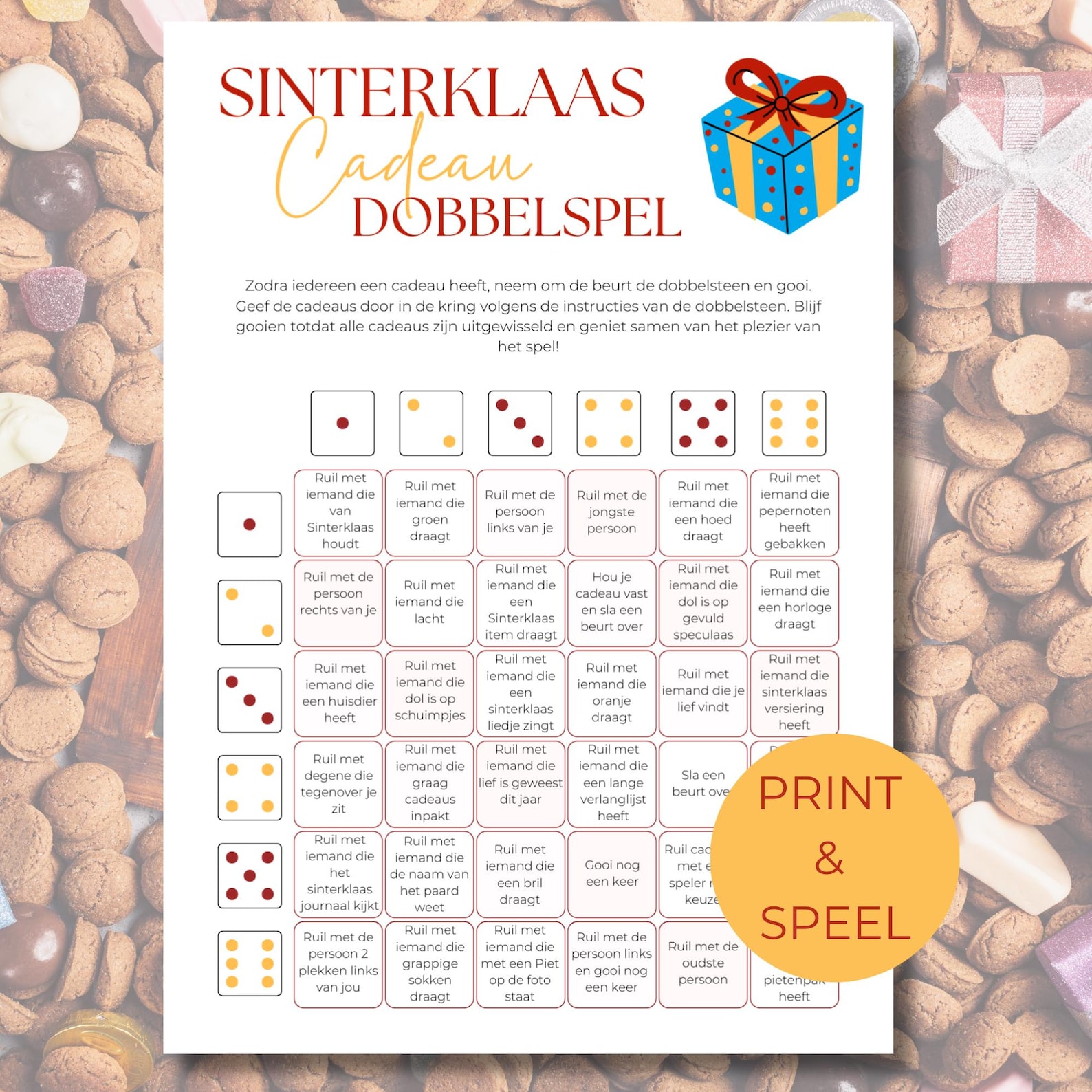 Sinterklaas Gift Exchange Dice Game, Sinterklaas Games for Children ...