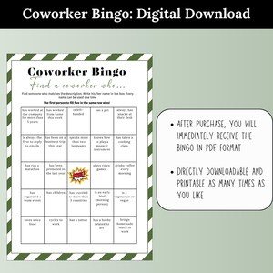Coworker Bingo Printable – Ice Breaker, Get to Know You, Find Someone ...