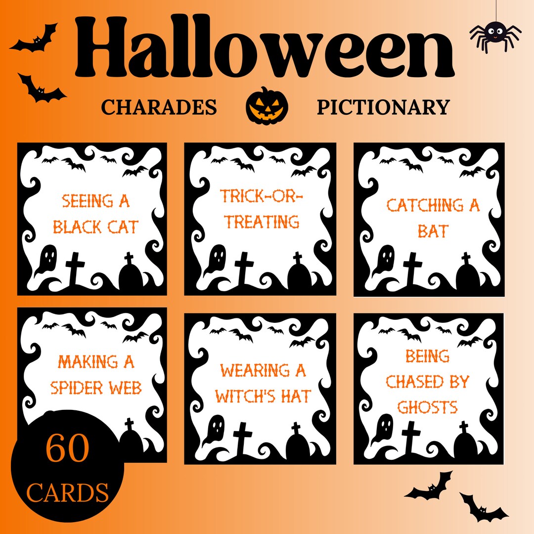Halloween Charades, Halloween Games Printable, Kids, Teen and Adult ...