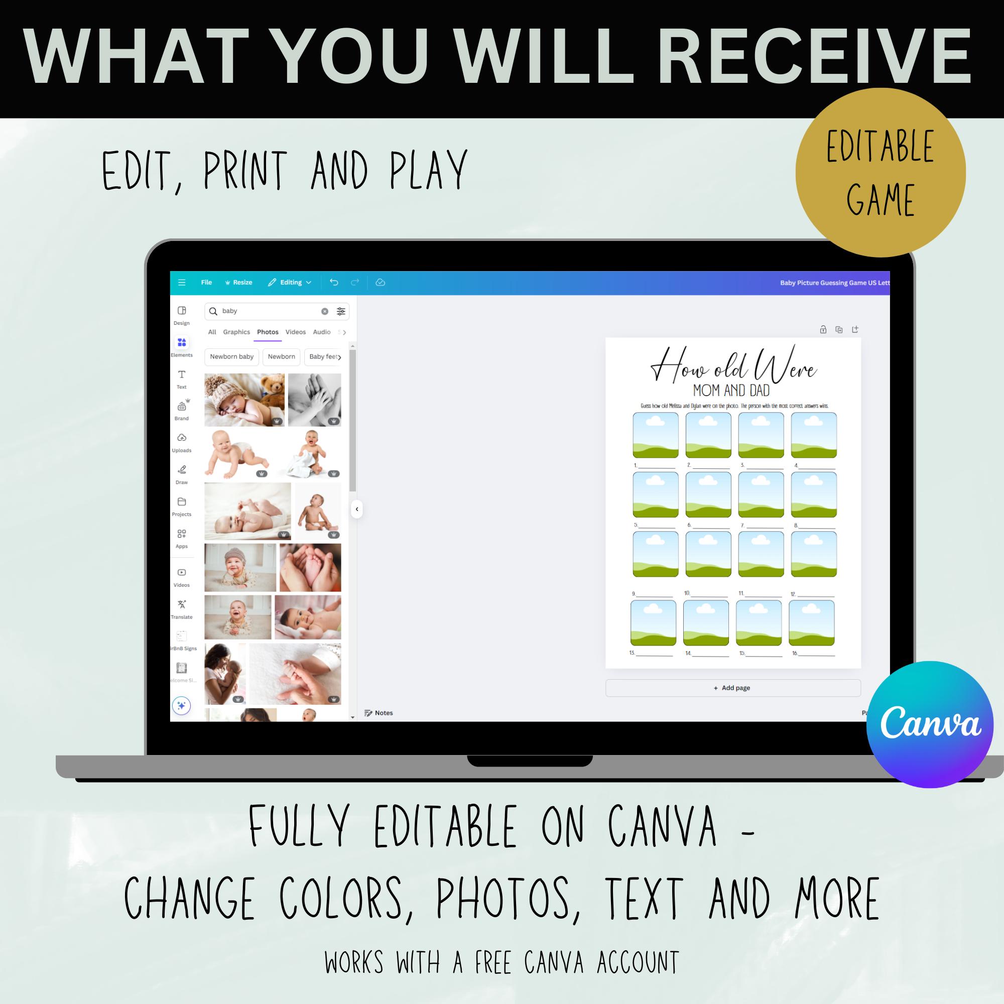 How Old Were Parents to Be Game, Fun Printable Age Guessing Game ...