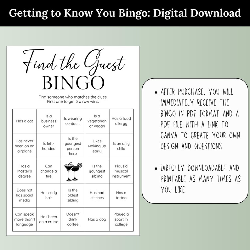 Get to Know You Bingo - Editable & Printable Ice Breaker, Mix and Mingle Bingo, Coworker ...