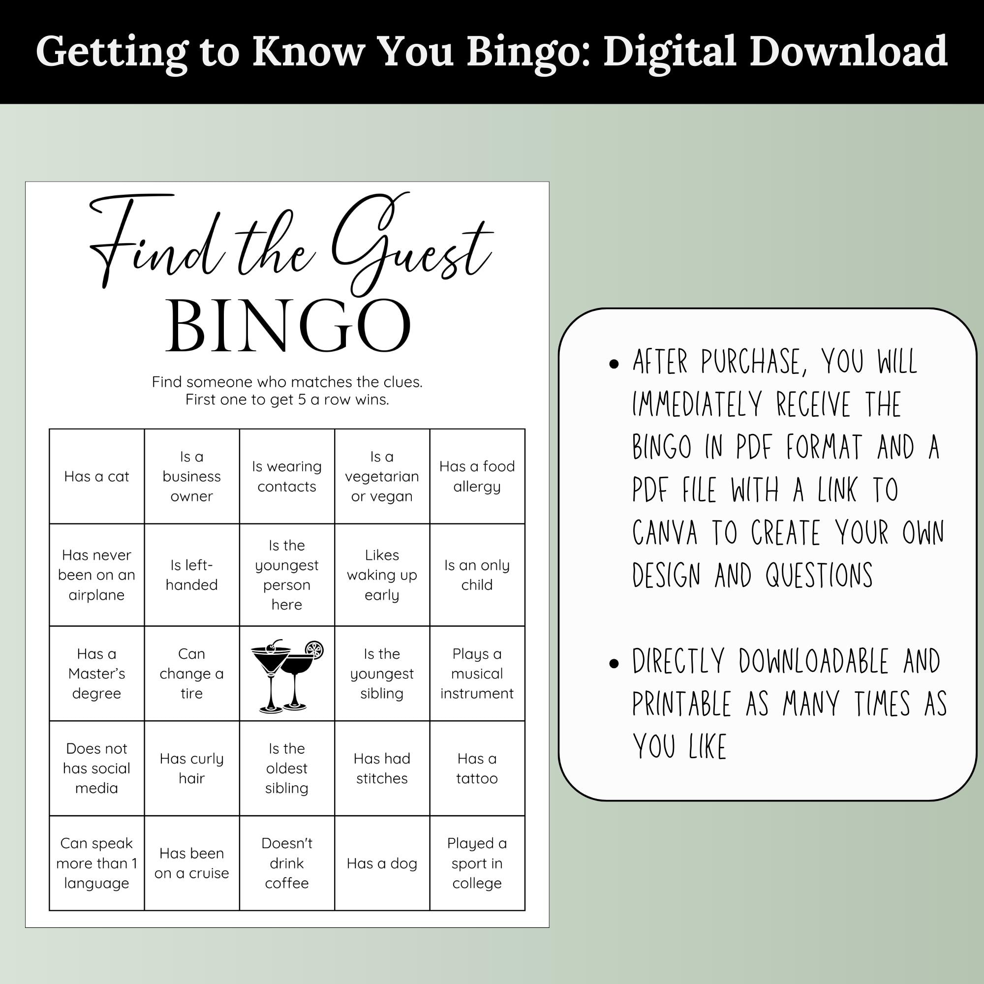Get to Know You Bingo - Editable & Printable Ice Breaker, Mix and ...