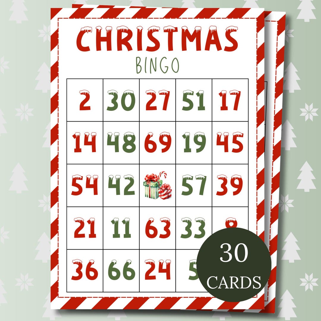 Christmas Number Bingo - 30 Printable Bingo Cards, Fun Xmas Family ...