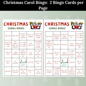 Christmas Carol Bingo Game Printable, 30 Unique Cards for Family Game ...