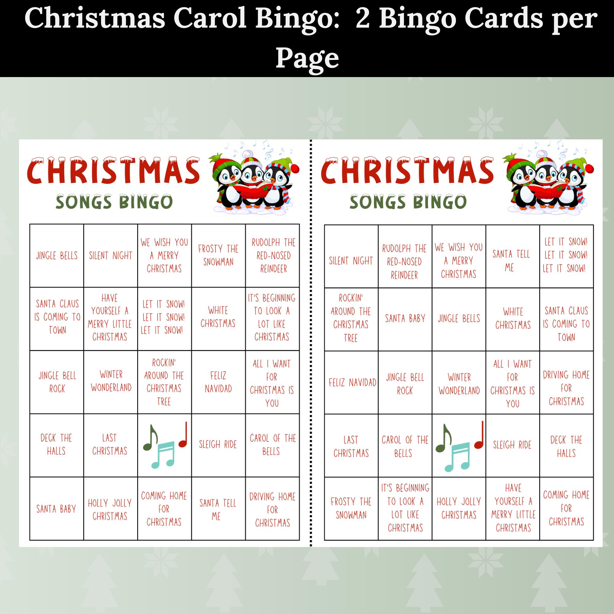 Christmas Carol Bingo Game Printable, 30 Unique Cards for Family Game ...