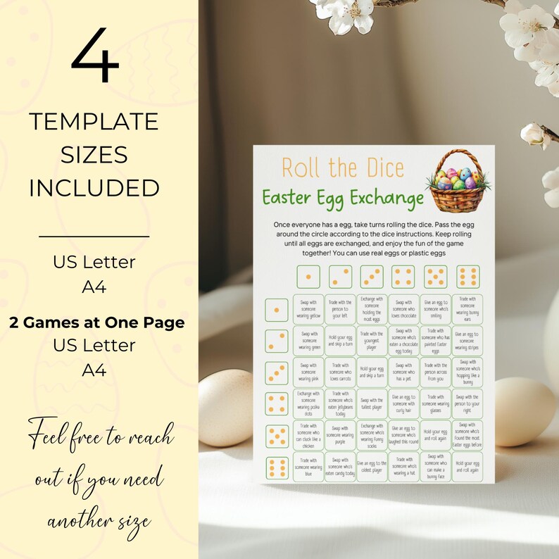 Easter Egg Exchange Dice Game, Printable Easter Activity for Kids, Fun ...