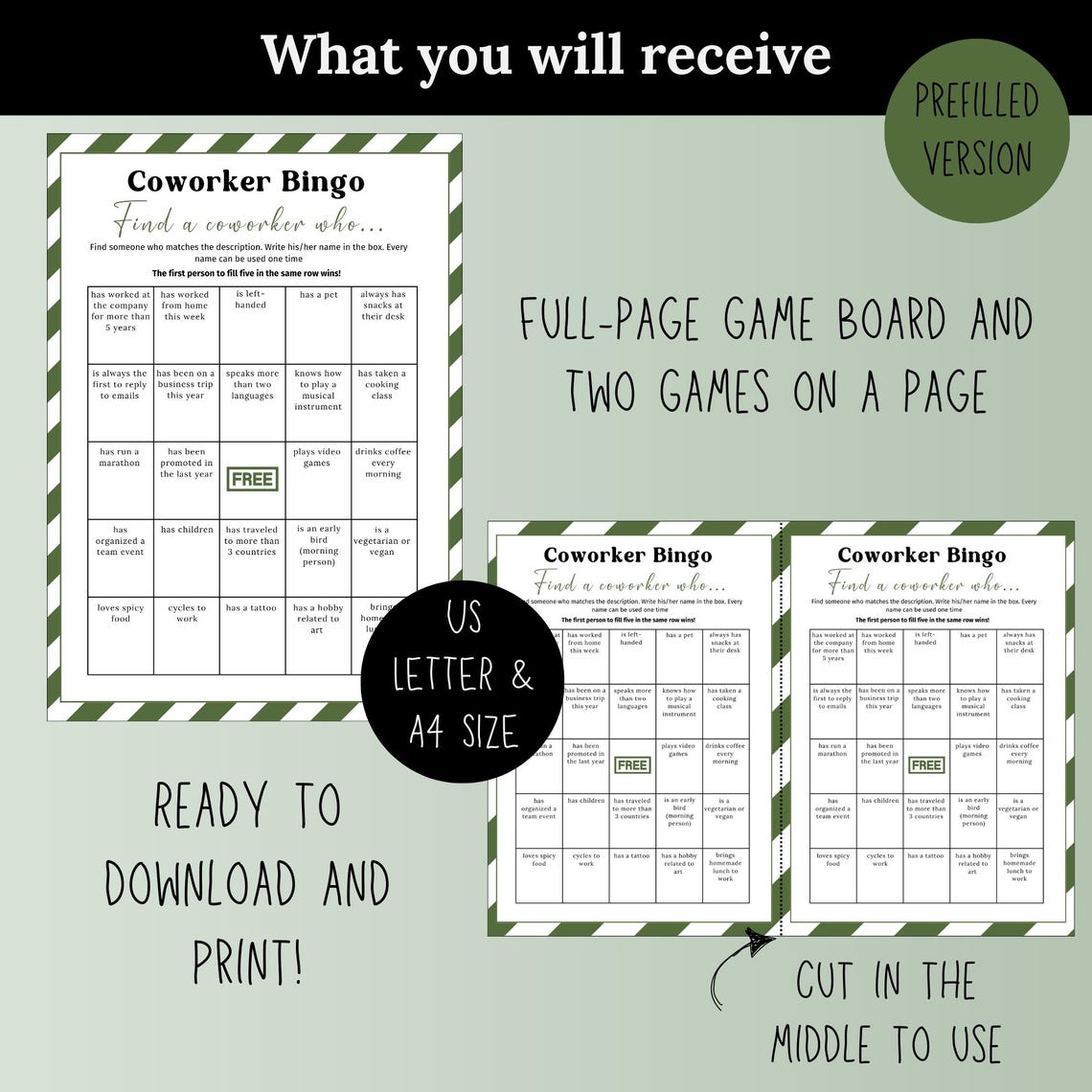 Coworker Bingo – Editable Employee Bingo Game, Getting to Know You ...