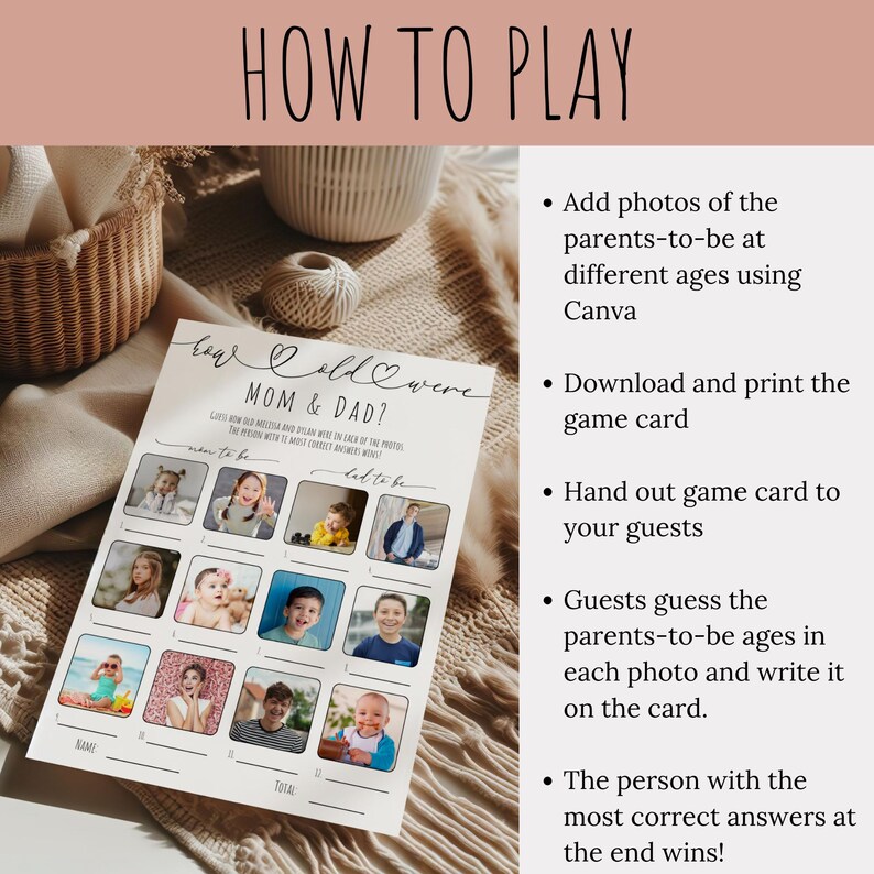Baby Picture Guessing Game: Editable Baby Shower Activity (digital ...