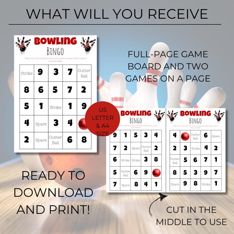 Bowling Bingo, 50 Printable Bingo Cards for Kids, Fun Bowling Party ...