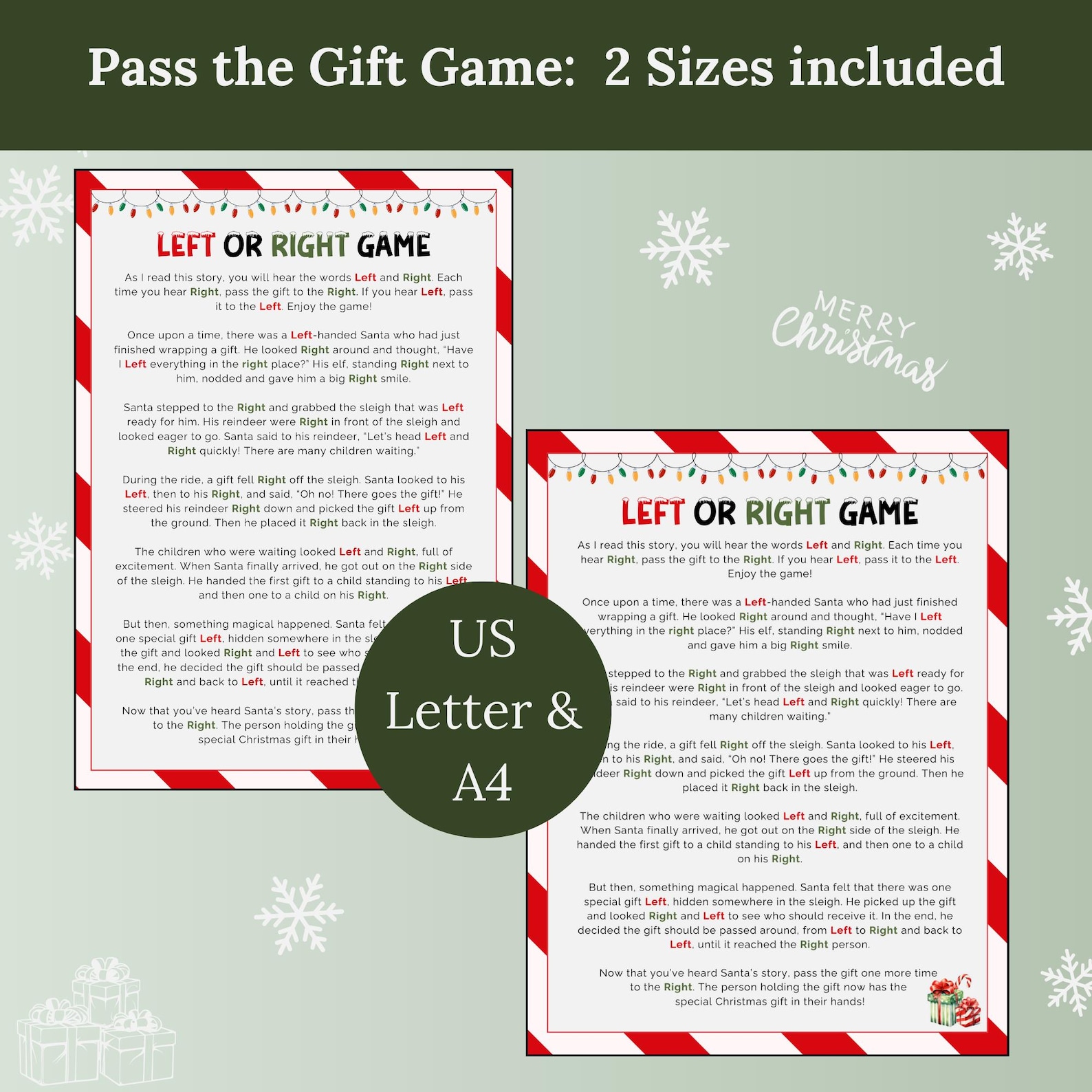 Left Right Poem - Fun Printable Christmas Gift Exchange Game for ...