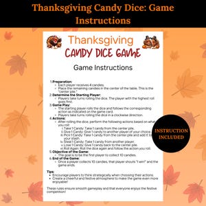 Thanksgiving Candy Dice Game Printable, Fun Family Thanksgiving Game ...