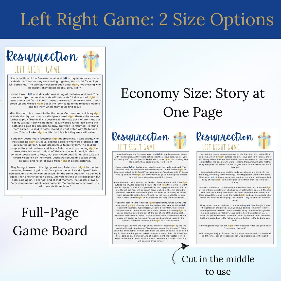 Left Right Easter Game, Printable Bible Activity, Fun Family ...