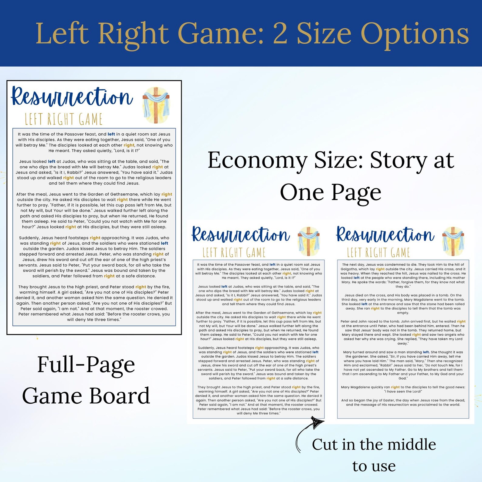 Left Right Easter Game, Printable Bible Activity, Fun Family ...