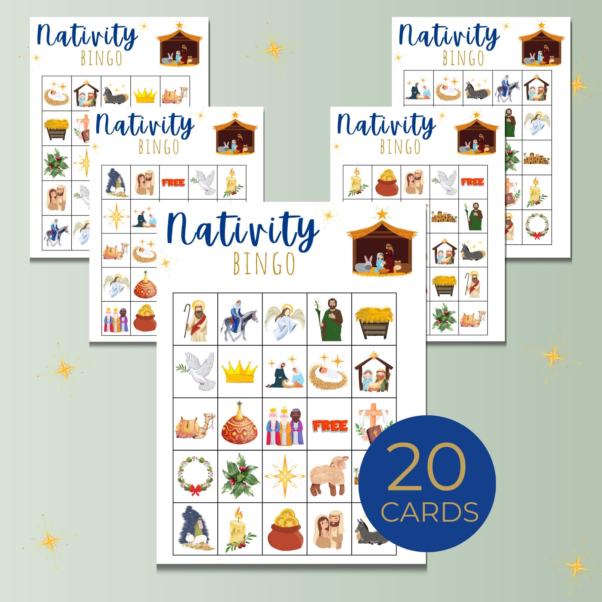 Nativity Bingo, Printable Christmas Bingo, Christian Games, Holy Week ...
