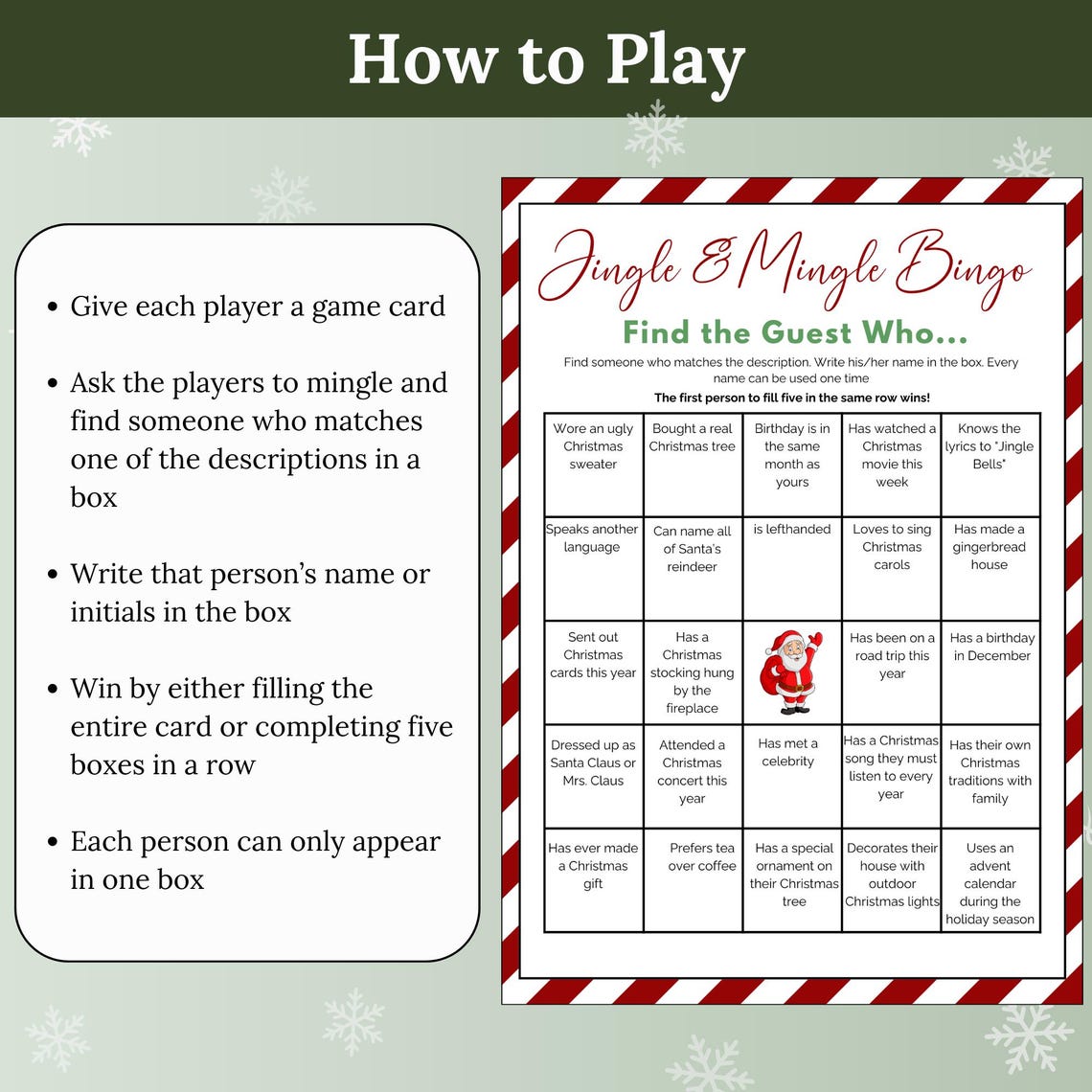 Editable Christmas Jingle and Mingle Bingo, Printable Mix & Mingle Game ...