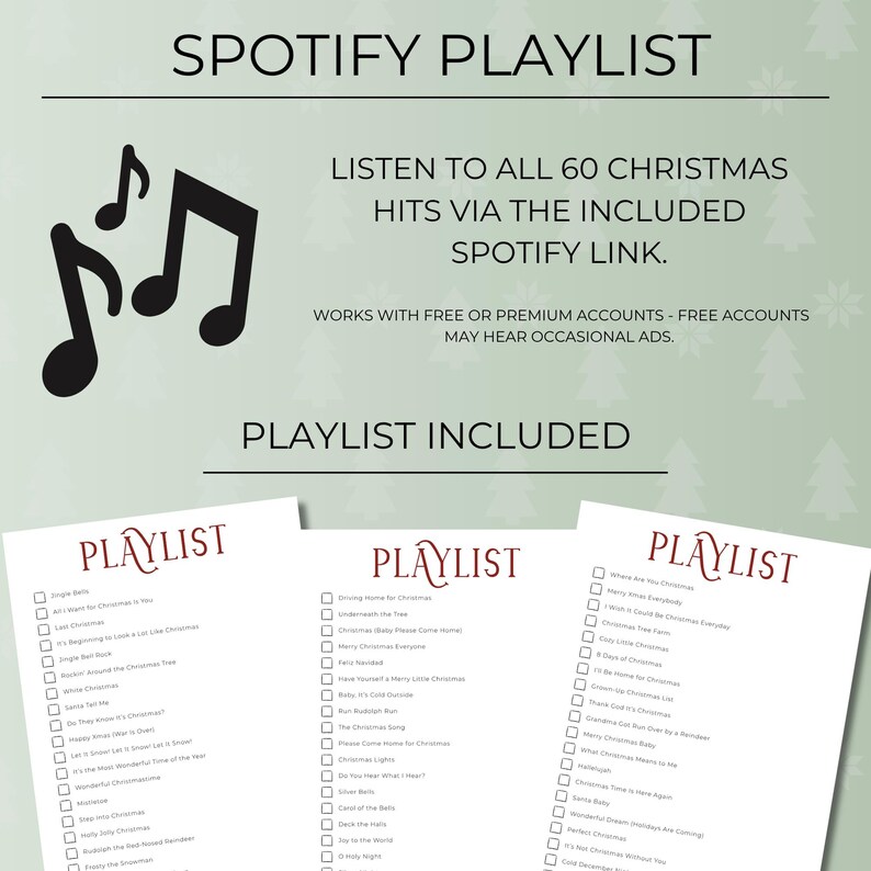 Christmas Music Bingo Printable, Holiday Carol Game With 40 Cards ...