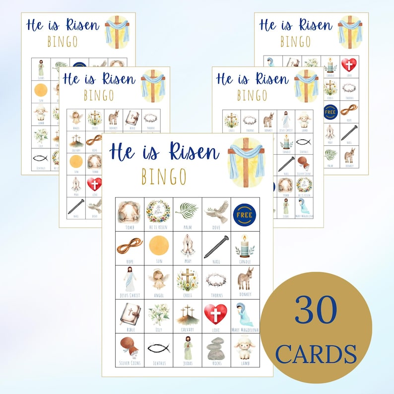 Resurrection Bingo, 30 Easter Bingo Cards, Religious Easter Story Bingo ...