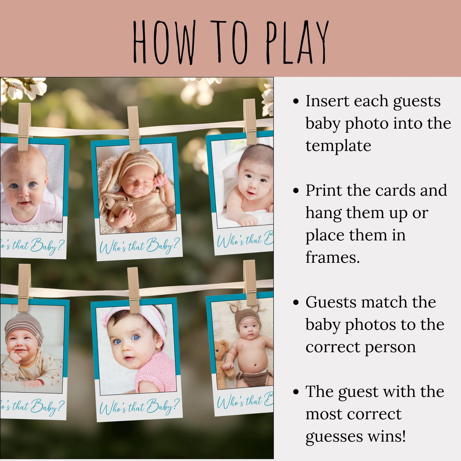 Guess the Baby Photo Game Template, Fun Gender Neutral Baby Shower Game ...