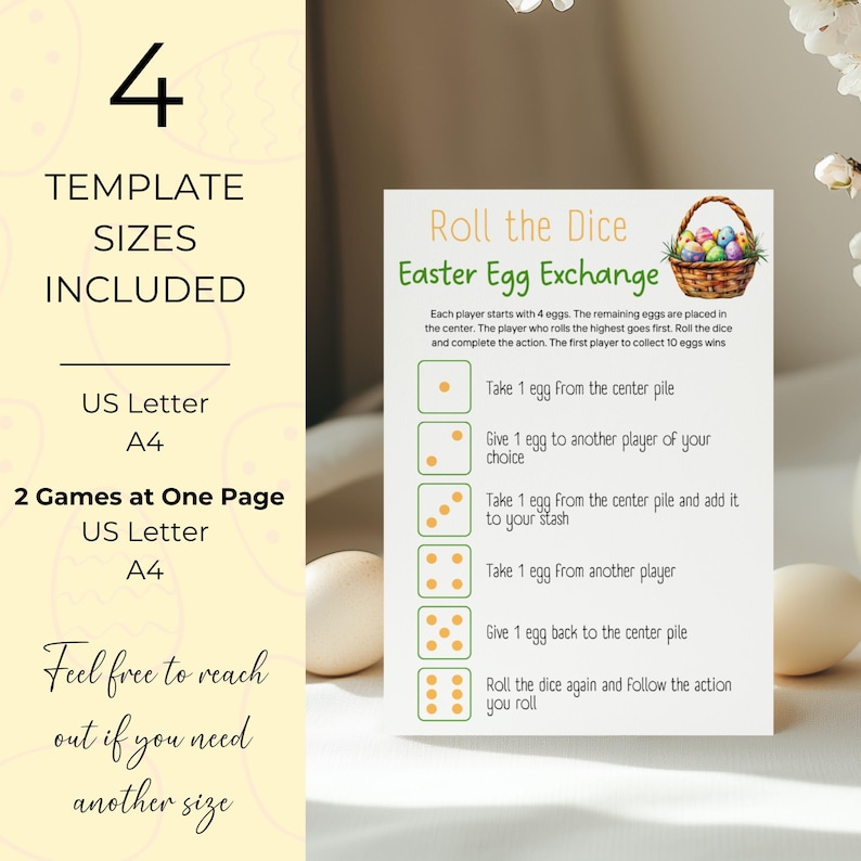 Easter Egg Exchange Game, Printable & Editable Dice Activity, Classroom ...