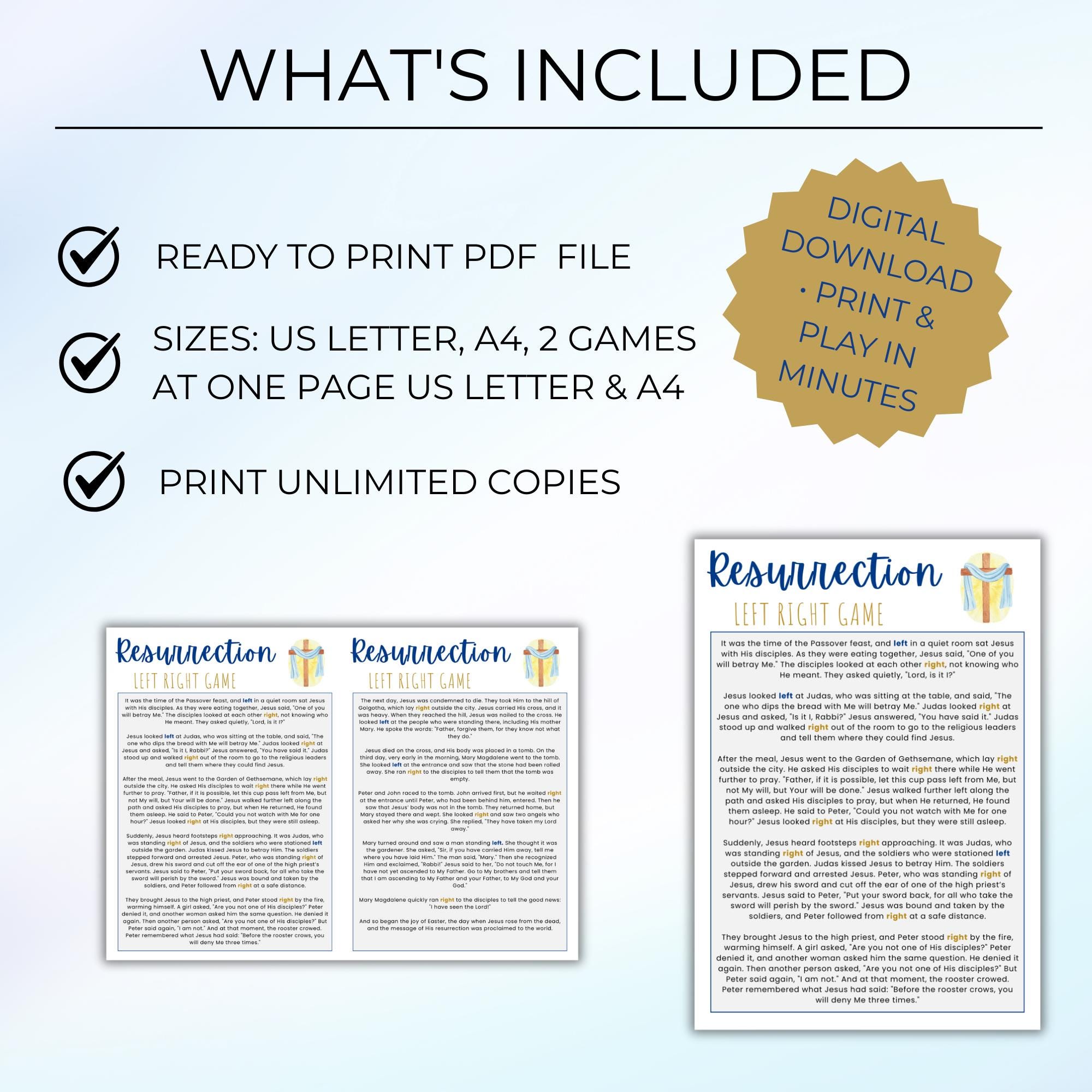 Left Right Easter Game, Printable Bible Activity, Fun Family ...