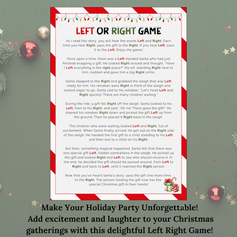 Left Right Poem - Fun Printable Christmas Gift Exchange Game for ...
