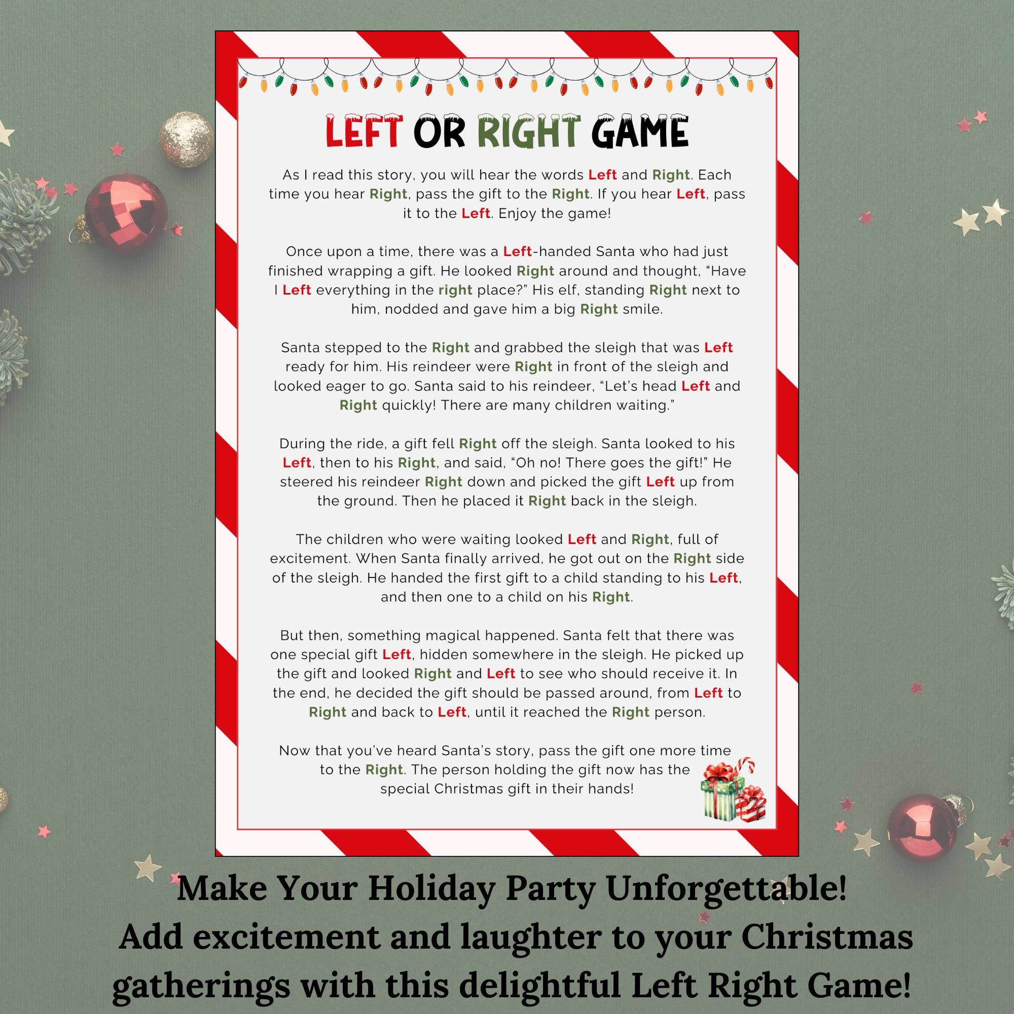 Left Right Poem - Fun Printable Christmas Gift Exchange Game for ...