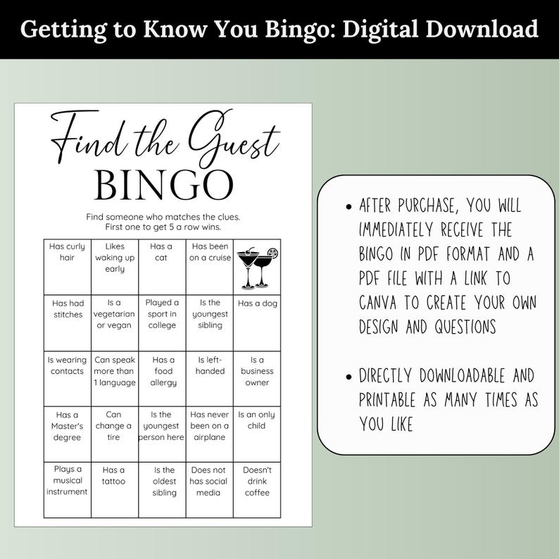 Get to Know You Bingo Template, Icebreaker Game for Team Building ...