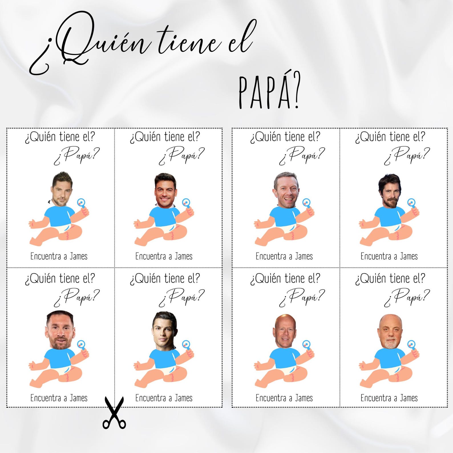Quién Tiene El Papá?, Editable Scratch off Game, Baby Shower Fun, Find ...