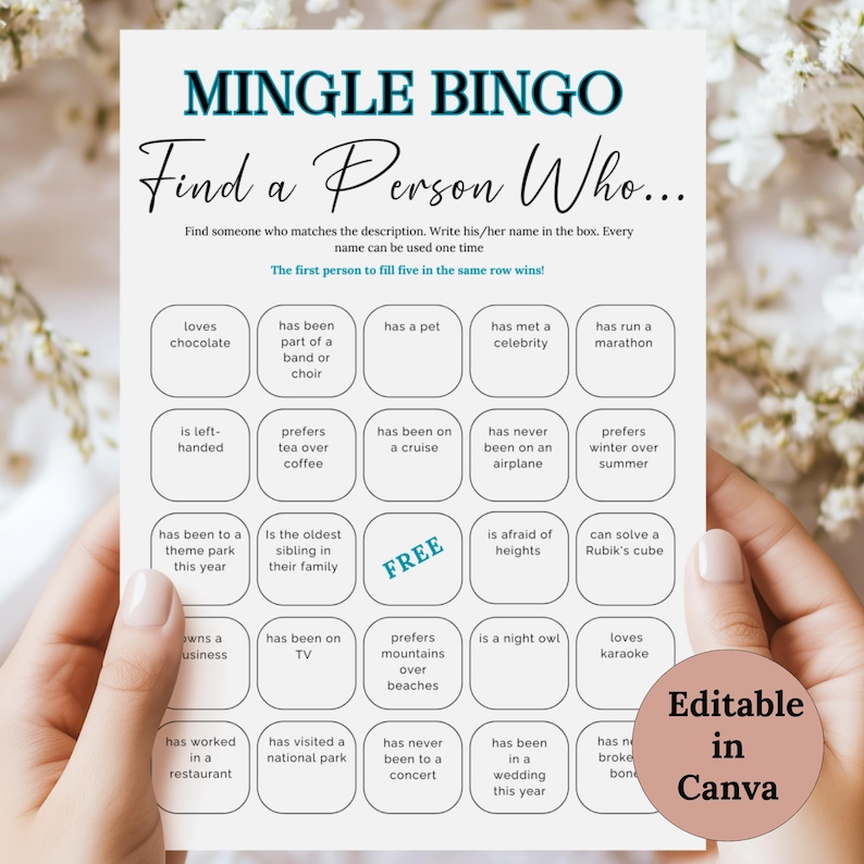 Mix and Mingle Bingo, Editable Get to Know You Questions, Find Someone Who, Ice Breaker Bingo ...