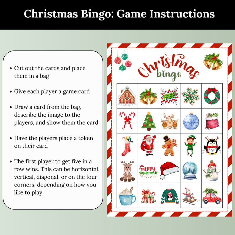 Christmas Bingo, Printable Fun Christmas Party Game, Xmas Family Games ...